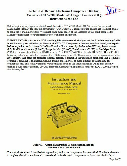 Rebuild/Repair Elec Component Kit, Victoreen CD V-700 6B Geiger Counter ...