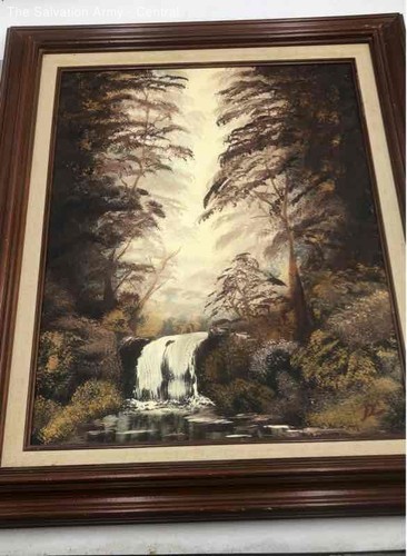 Waterfall Landscape Scenery Rectangle Shape Wooden Framed Hanging Print ...