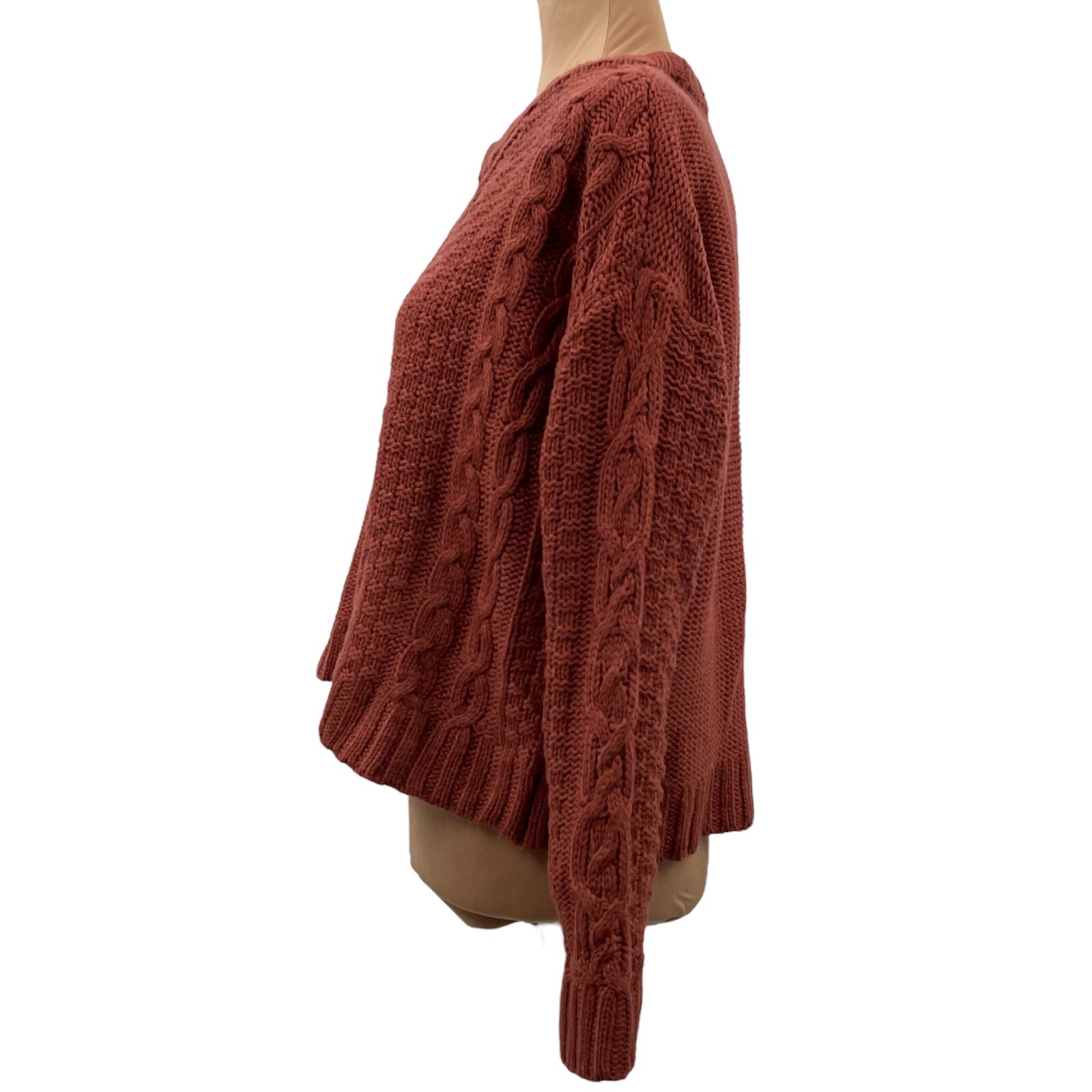 Mudd Drop Shoulder Cable Oversized Knit Sweater Terracotta Brown ...
