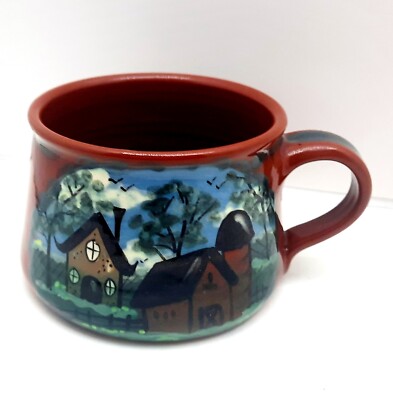 Eldreth Farmhouse Large Soup Mug Bowl Redware Barn Signed KMC 2015 Star ...