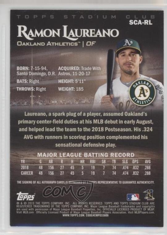 2019 Topps Stadium Club Auto Ramon Laureano #SCA-RL Rookie Auto RC | eBay