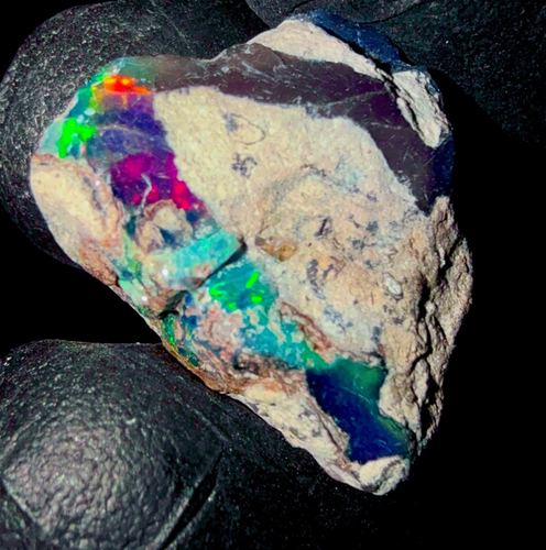 Opal gemstone, Natural Ethiopian opal raw, Black Fire opal rough 12 Ct ...