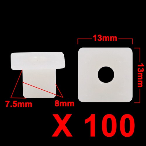 100pcs White Plastic Square Car Rivets Fastener Panel Fixing Clips 8 X ...
