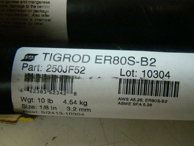 ESAB 1/8" X 36" Er80s-b2 Esabâ Tigrod Low Alloy Steel TIG Welding Rod ...