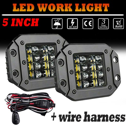 2x 5" 300W Flush Mount LED Lights Pods Backup Reverse Rear Bumper Off ...