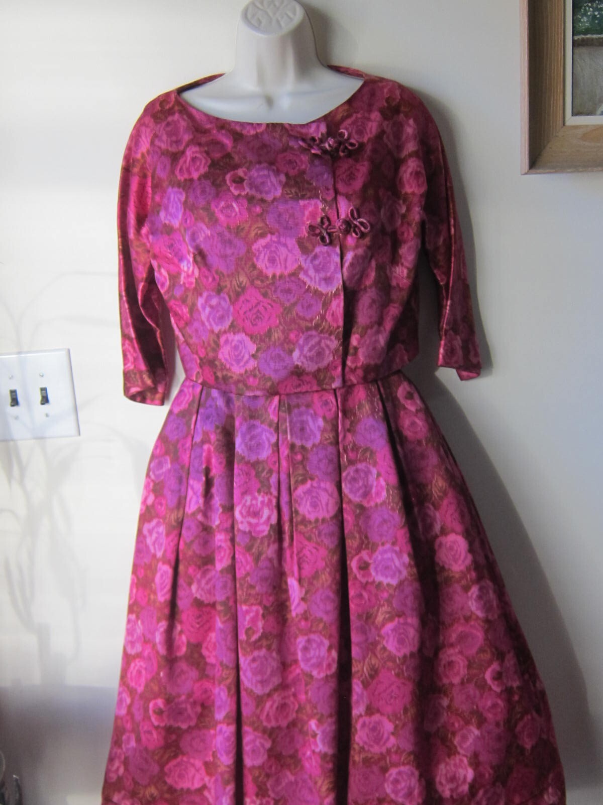 VTG Jonathan Logan 1950s Bright Floral Full Dress w/… - Gem