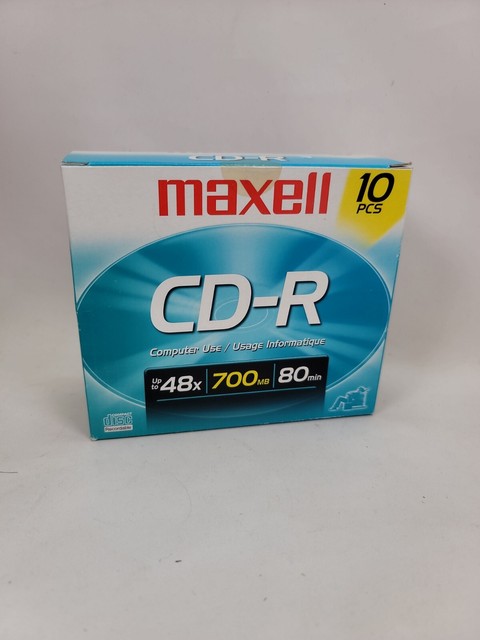 Maxell CD-R Discs 700MB/80min 48x w/Slim Jewel Cases 10/Pack (MAX648210 ...