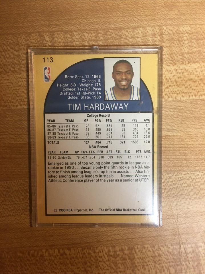 TIM HARDAWAY ROOKIE CARD - 1990 NBA HOOPS # 113 - GOLDEN STATE WARRIORS ...