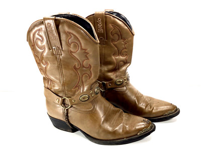 Laredo Cowboy Boots Youth Size 6D Brown Western Concho Chains Dan Post ...