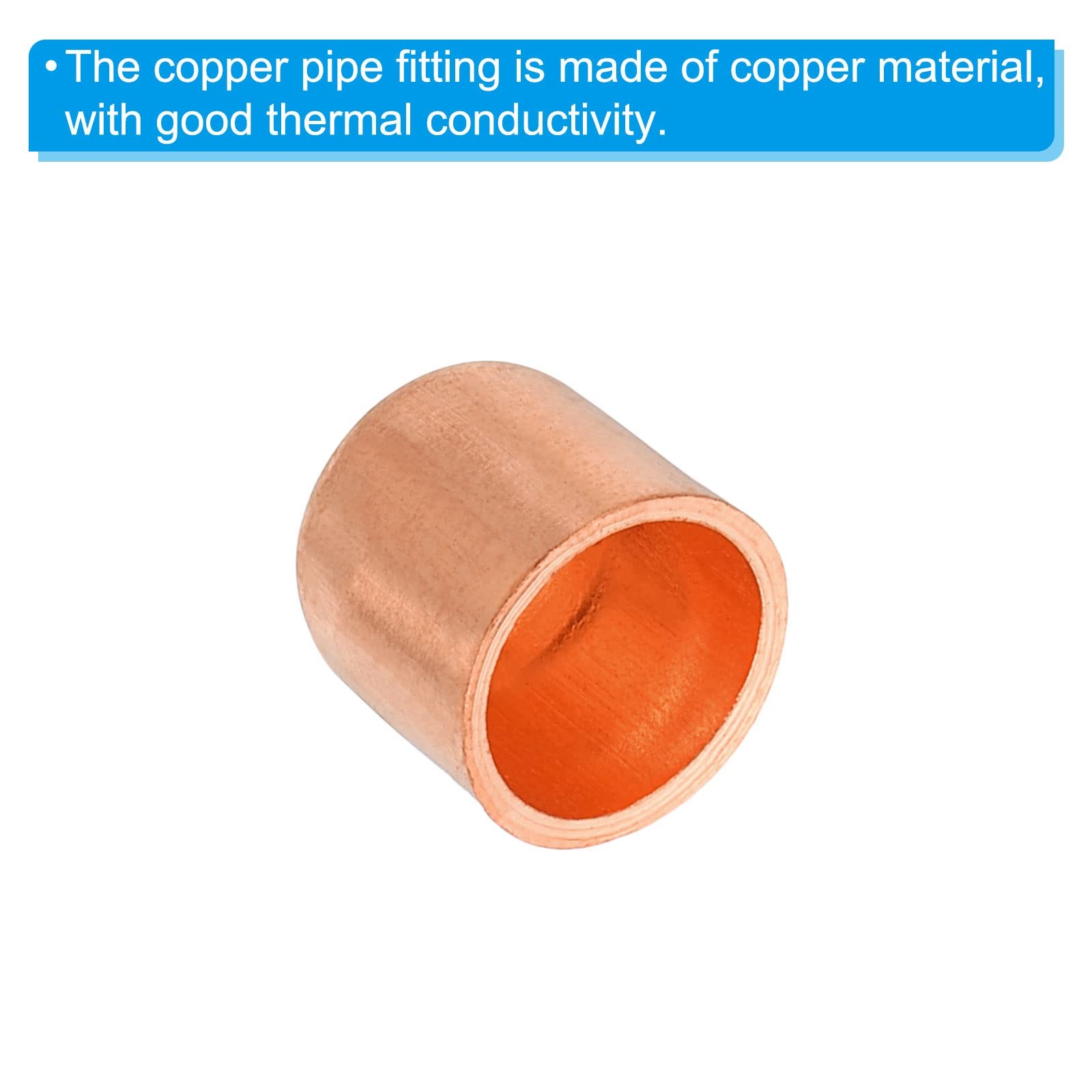 3/8 Inch (10mm) Copper Pipe End Cap, 5 Pack Copper Fitting Cap Sweat ...