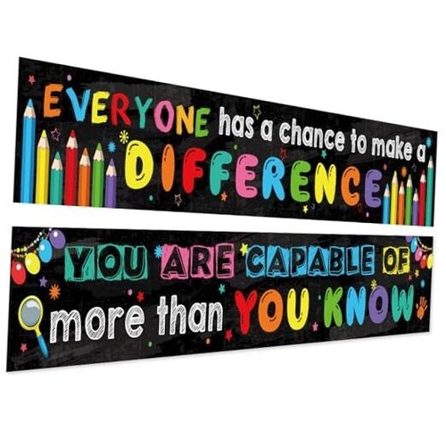 2 Pack Motivational Classroom Banner Poster 9.5 x 61 Inch Positive and ...
