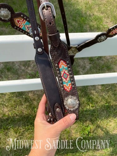 Complete Circle Y Southwest Beaded Tack Set - Headstall, Noseband ...