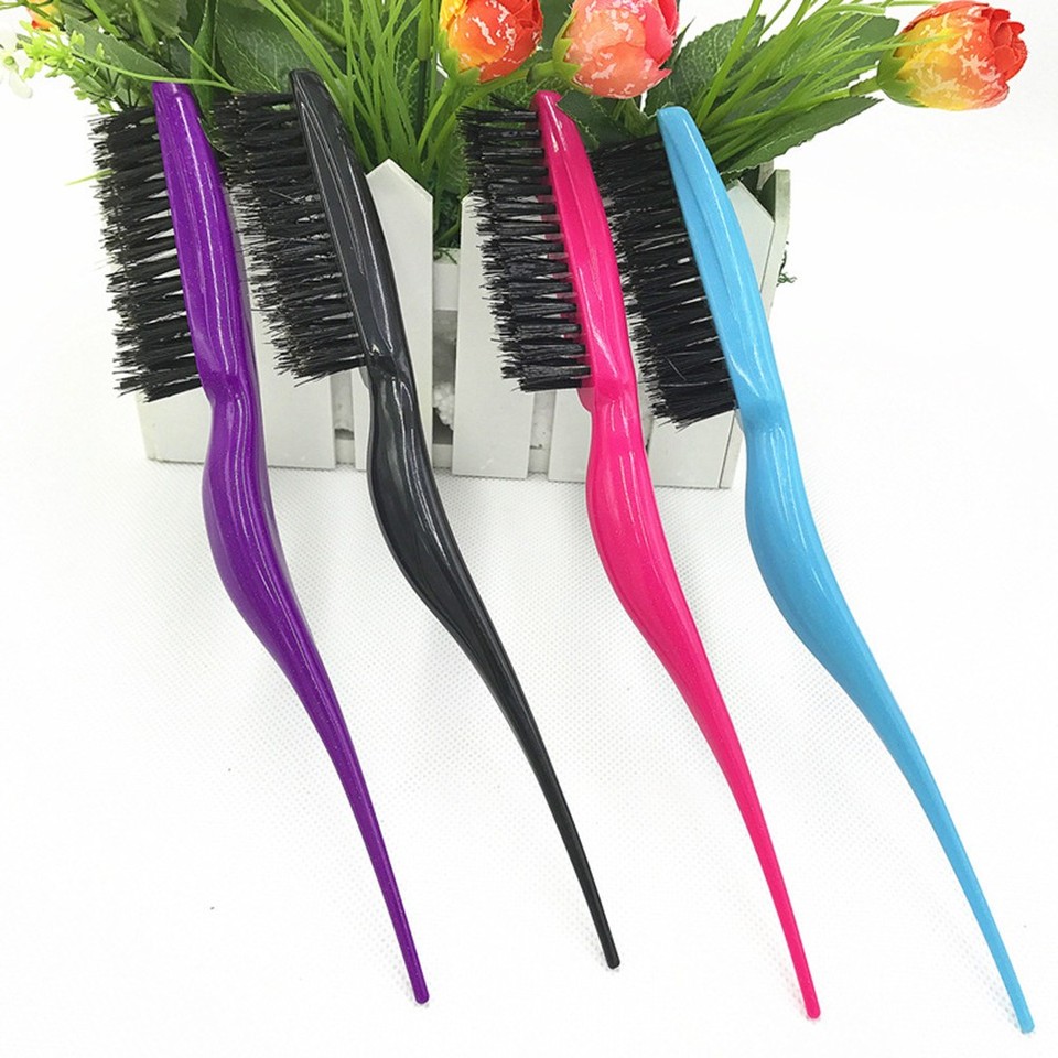 Hair Styling Tools Salon Comb Hair Teasing Brush Three Row Natural Boar ...