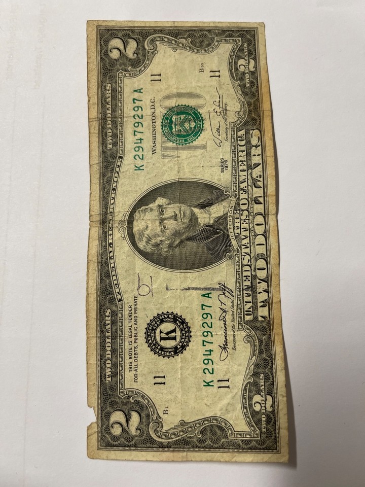 1976 $2 Dollar Bill Low Serial # With Double Digits, VERY RARE, U.S.A ...