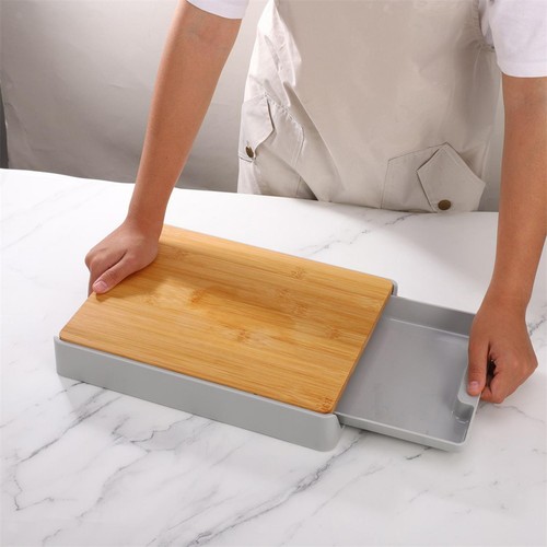 Wooden Chopping Board with Storage Container Multifunctional for Picnic ...