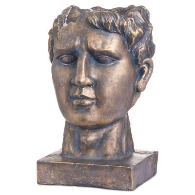 Roman Greek Head Statue Planter Plant Pot Bronzed Stone Effect Home ...