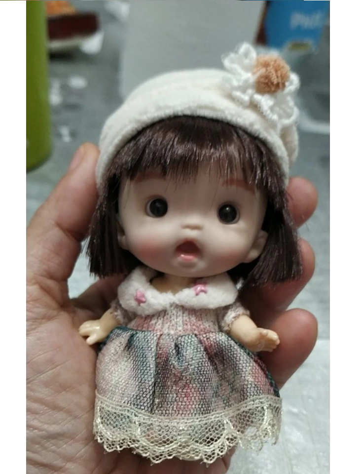 Fashion 4.3" Mini BJD Doll with Clothes Cute Surprise Face Brown Hair ...