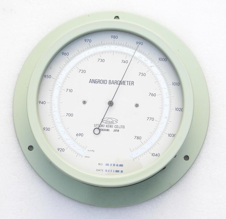 LARGE UTSUKI KEIKI JAPAN PRECISION ANEROID BAROMETER SHIPS MARINE ...