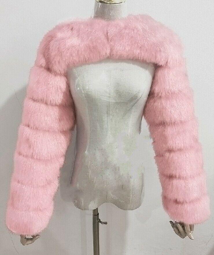 Womens Fluffy Faux Fur Warm Coat Jacket Coat Parka Overcoat Outwear ...