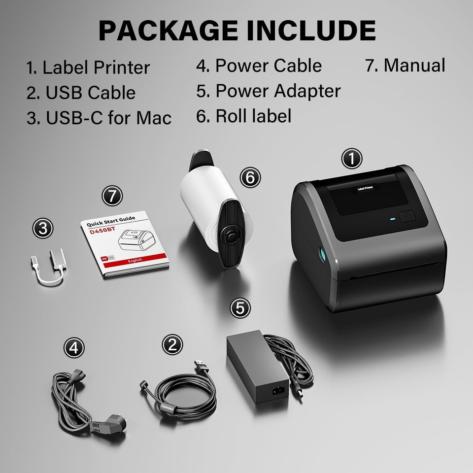 4x6 Thermal Shipping Label Printer d450-bt machine for USPS UPS FedEx ...