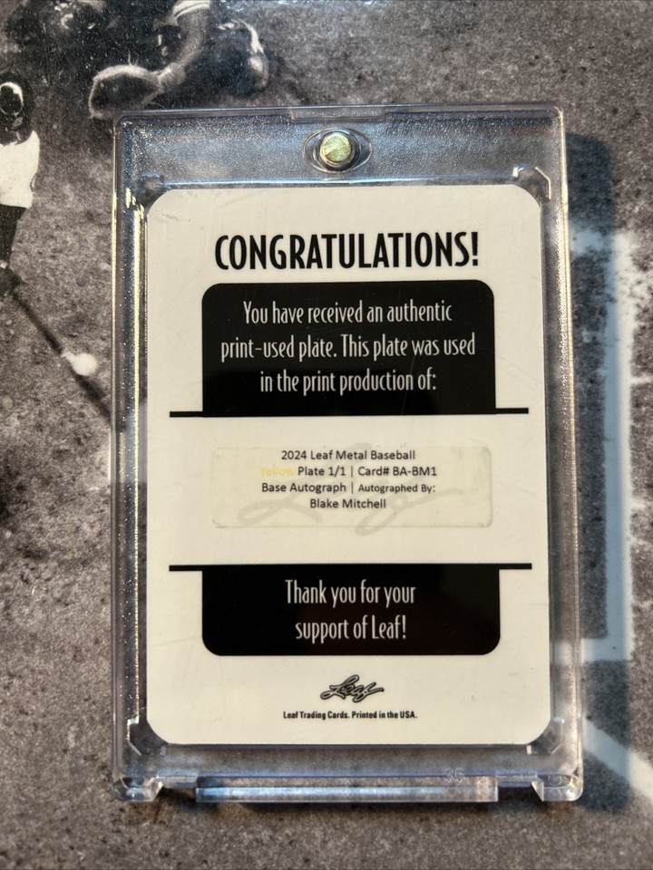 2024 leaf metal Blake Mitchell yellow printing plate 1/1 Auto | eBay