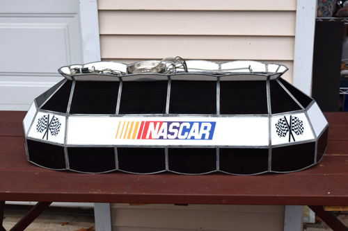 NASCAR Stained Glass Hanging Light Fixture 41x16 Bar Pool Table Lamp ...