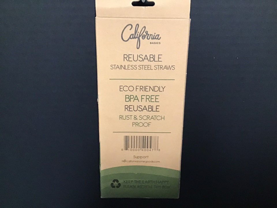 California Basics 6pk Reusable Stainless Steel Straws and Cleaning ...