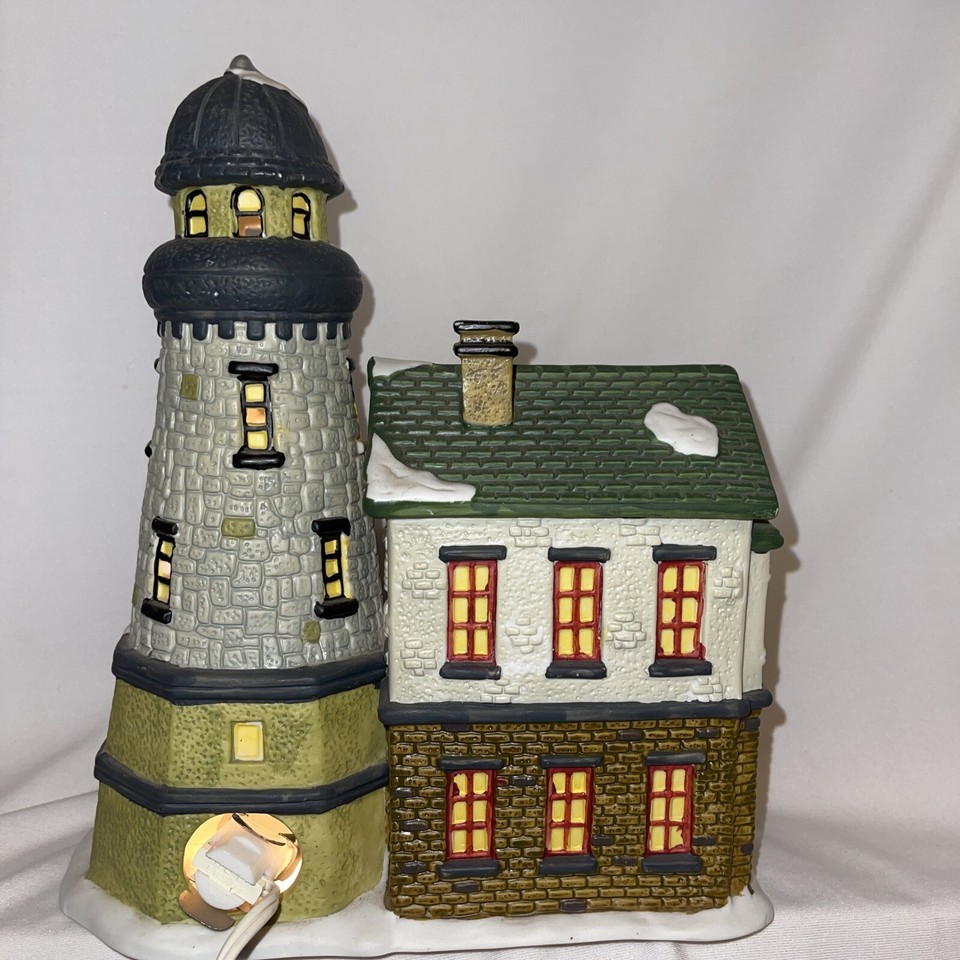 Lighthouse Figurine Dickens Collectible 1988 Ceramic Lighted Inline ...