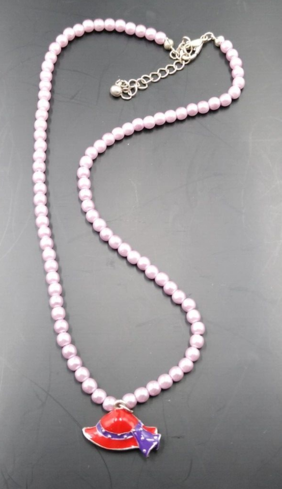 Red Hat Women's Lavender Purple Simulated Pearl 16" Necklace w/ Red Hat ...