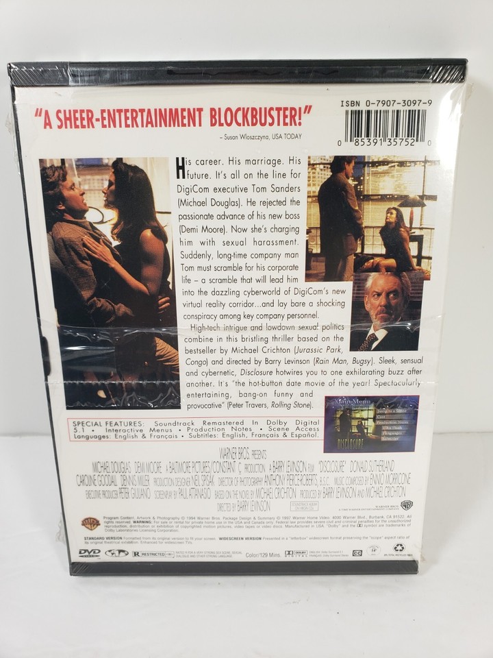 "Disclosure" DVD Michael Douglas, Demi Moore, 1994 Snap Case ~ NEW ...