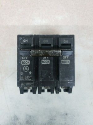 1) GE THQB32100 3 Pole 100 Amp 240 Volt Bolt On Type THQB Circuit ...