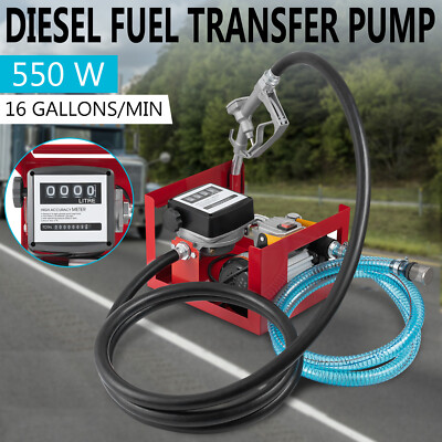110V Electric Diesel Oil Fuel Transfer Pump w/ Meter+Discharge Hose ...