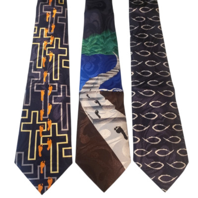 Religious Footprints, Church Ties #4D - Lot of 3 Novelty Neckties NWT ...