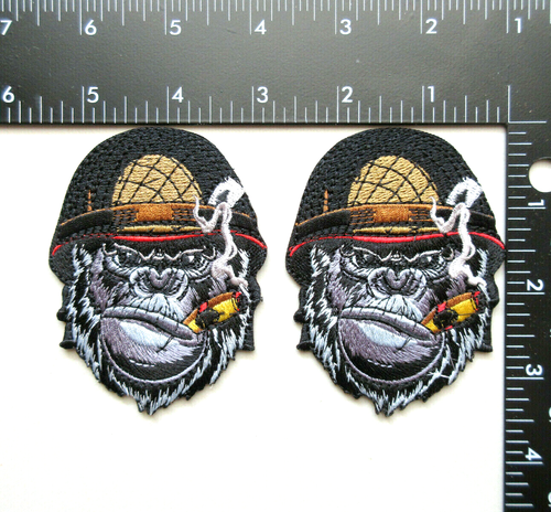MILITARY ARMY VICTORY APE GORILLA SMOKING A CIGAR EMBROIDERED IRON ON PATCHES | eBay