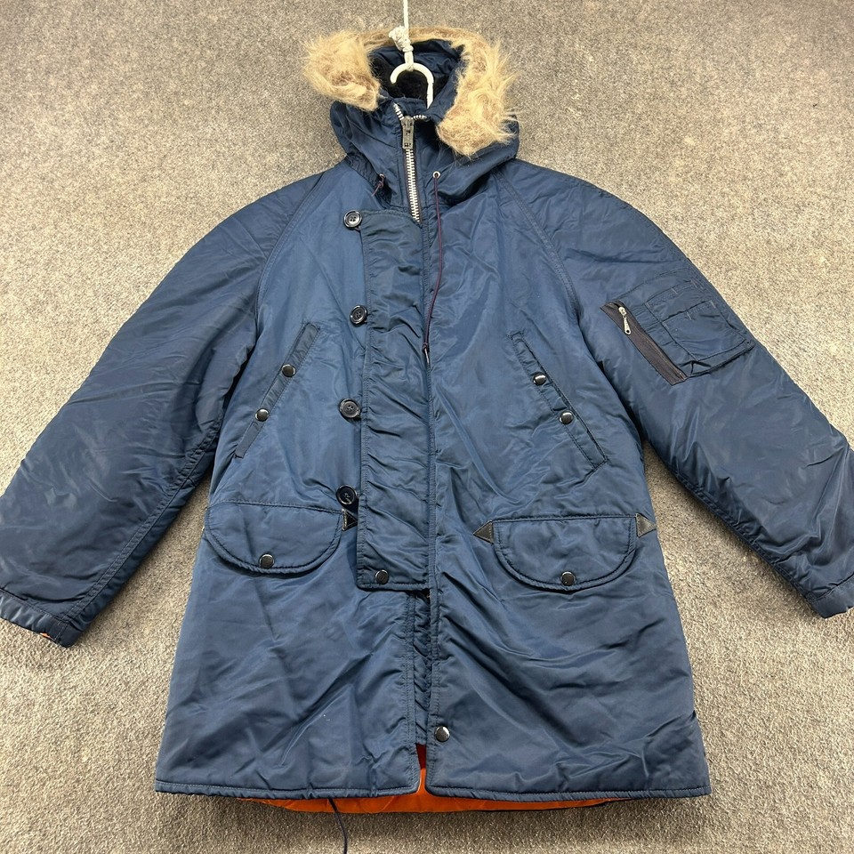 VINTAGE N3B Jacket Mens Small Blue Navy Reproduction USAF Military ...