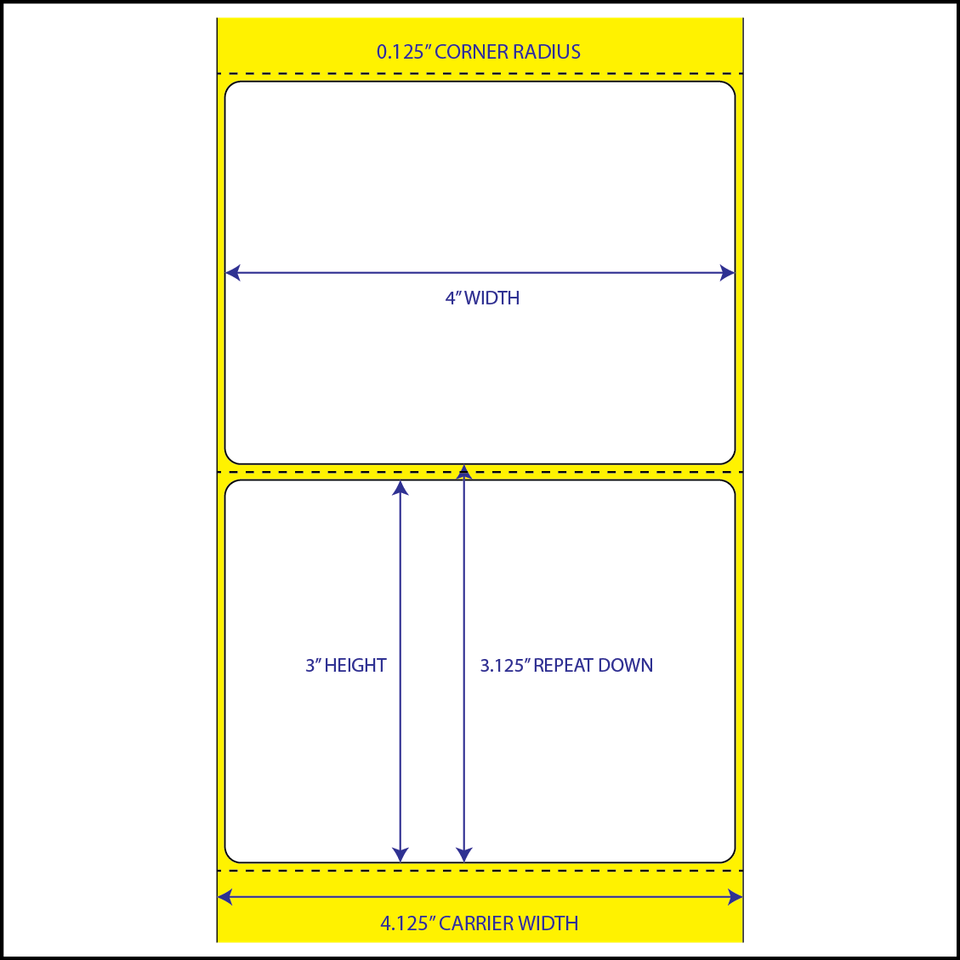4 rolls Direct Thermal Paper Labels, 4" x 3" , perfs , 3" core, 1900 ...
