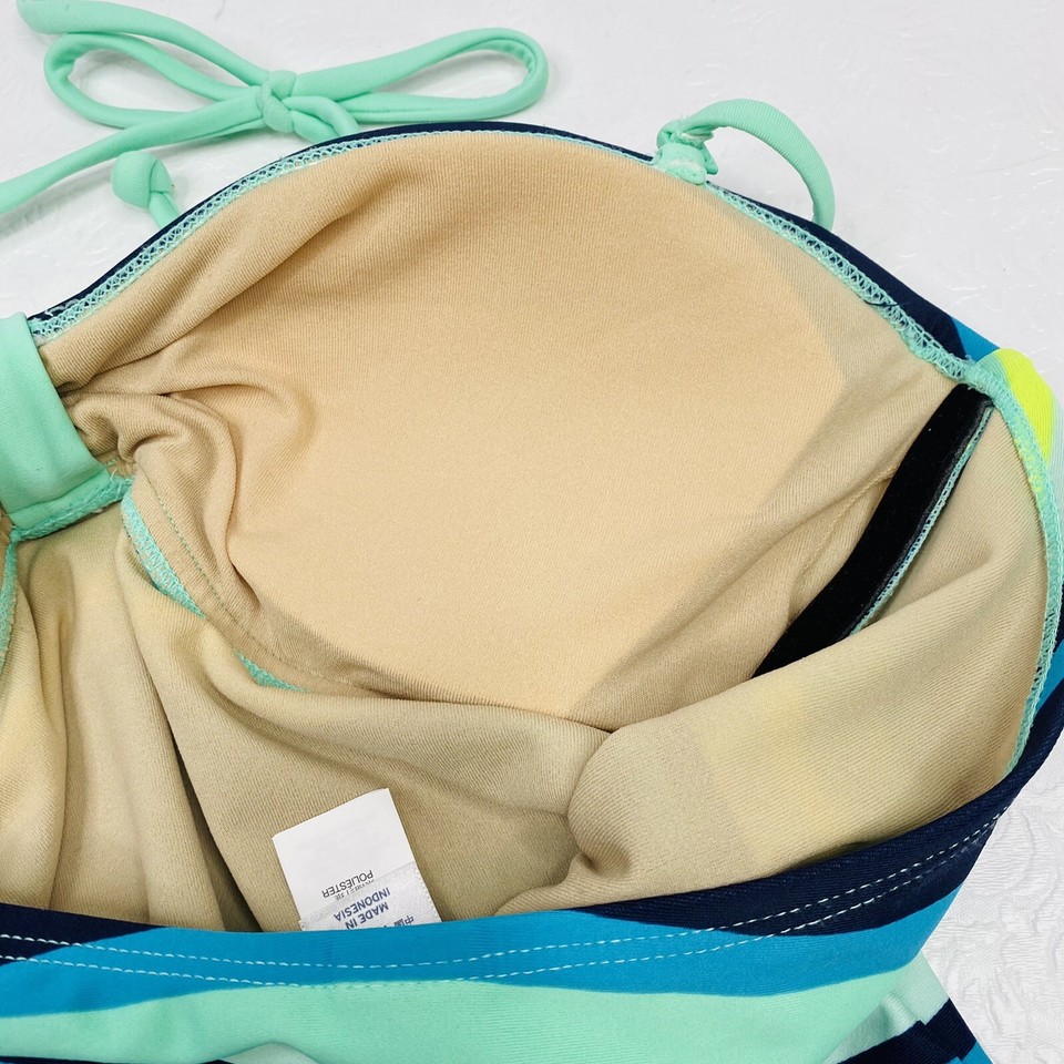 Gap Body Womens Sz Medium Green Blue Stripe 2-Piece Tankini Swimsuit ...