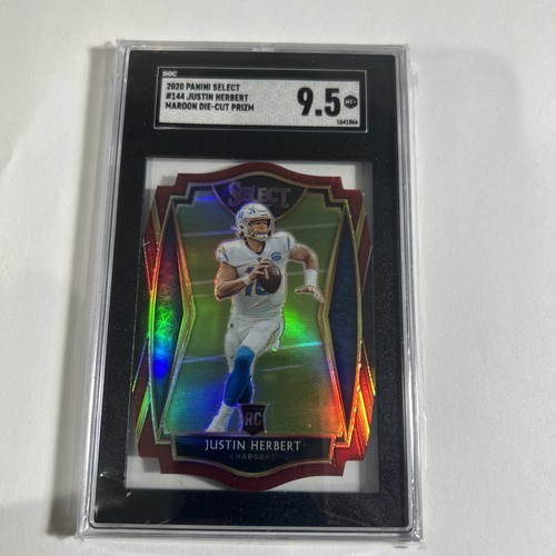 2020 Panini Select Justin Herbert Maroon Die Cut Prizm Rookie #144 SGC ...