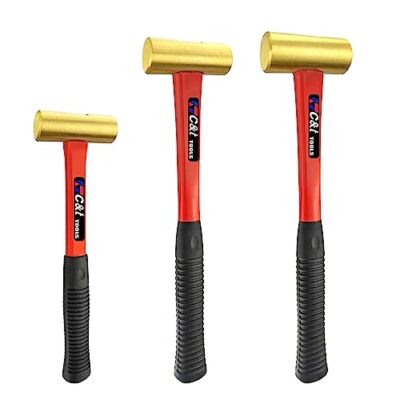 3-Piece Hammer Set,Jacketed Fiberglass Solid Brass Non-Sparking Hammer ...