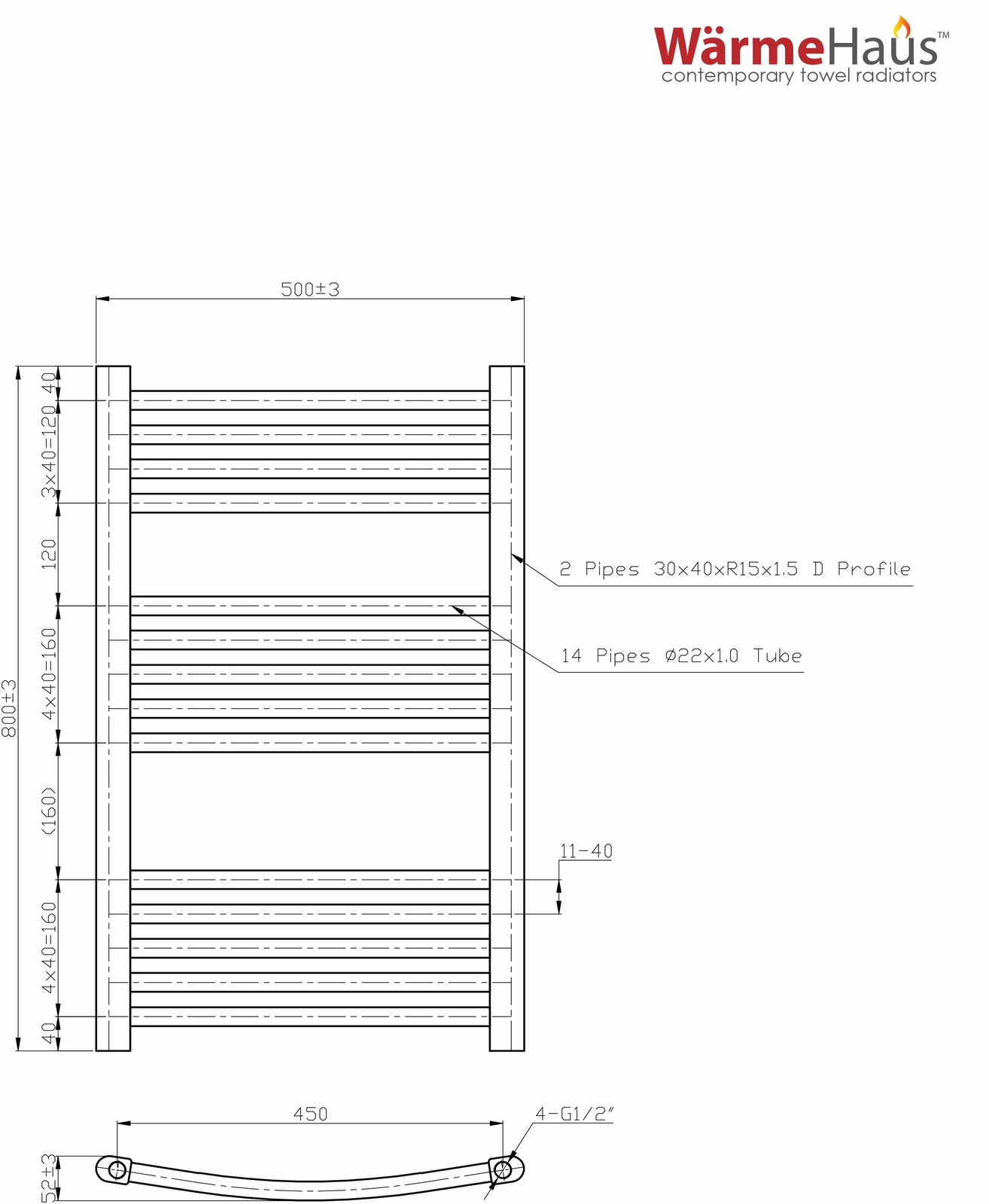 Contemporary Curved Bathroom Heated Towel Rail Radiator Rad 800 x 500 ...
