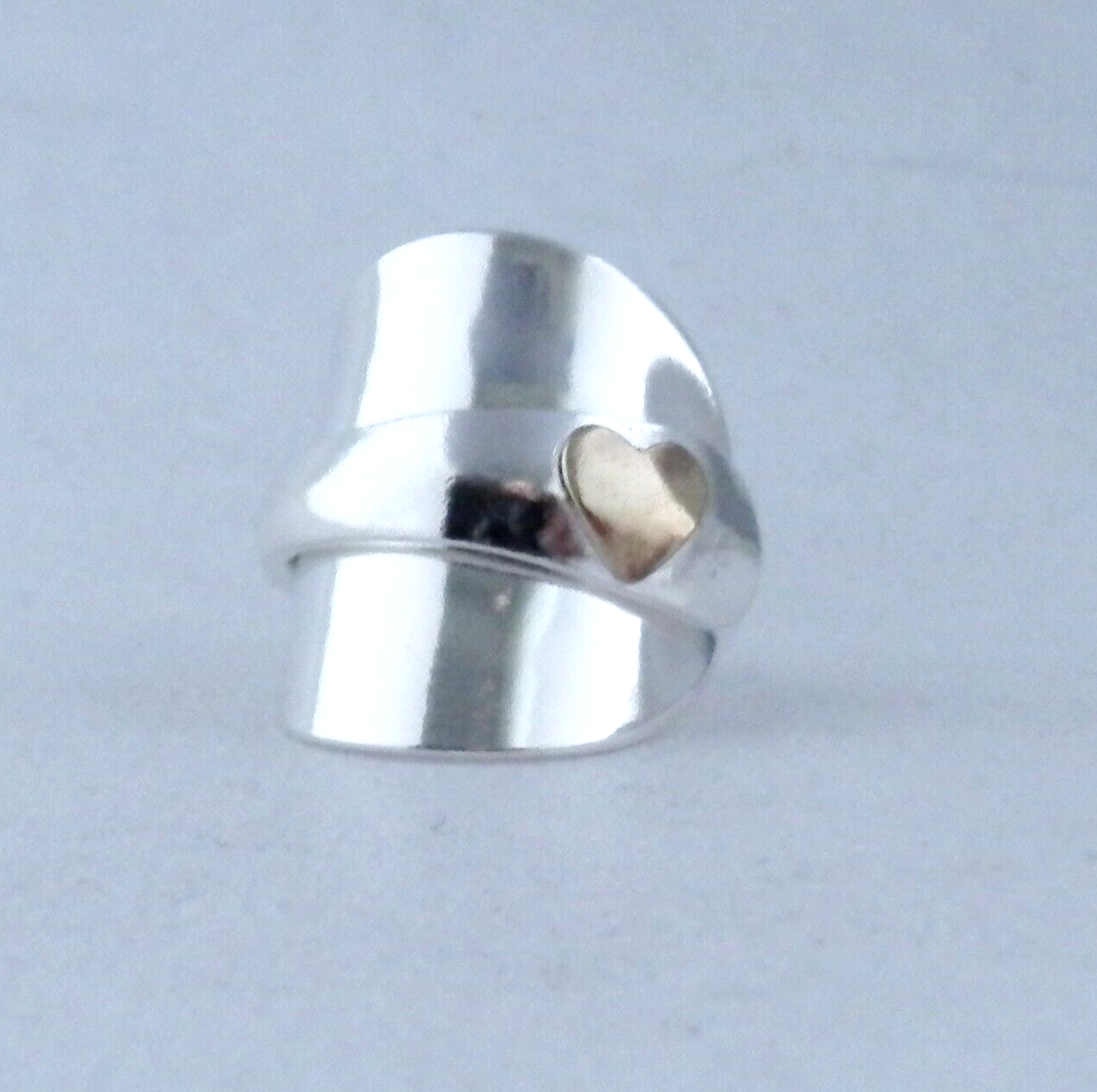 Spoon Ring Gold Heart Stunning Handmade Antique Sterling Silver 925 ...