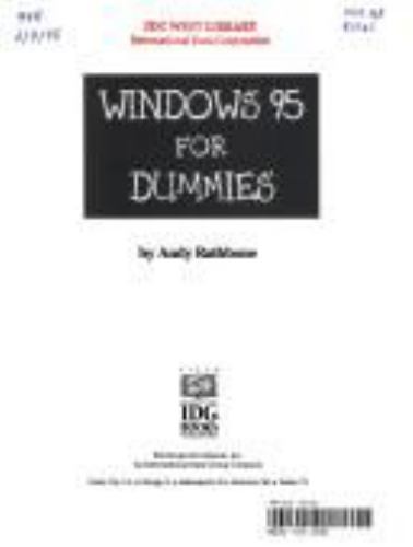 For Dummies Ser.: Windows 95 for Dummies by Andy. Rathbone (1995, Trade ...