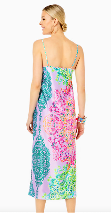 Lilly Pulitzer S Bellalyn Satin Midi Slip Dress, Multi Sunshine Vibes ...