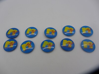 Vintage MTV MUSIC TELEVISION Blue Pinback Pin Buttons (10 Lot) | eBay