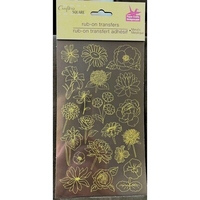 NEW! Crafters Square Rub on Transfers Metallic Gold floral transfers ...