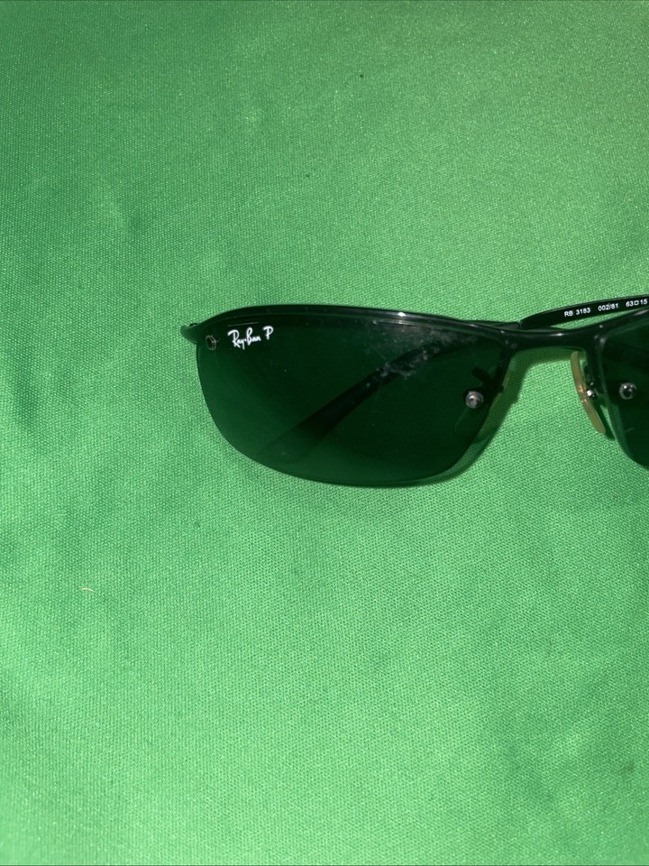 Ray-Ban RB3183 Top Bar Polished Rectangular 63x15 125 Polarized Black ...