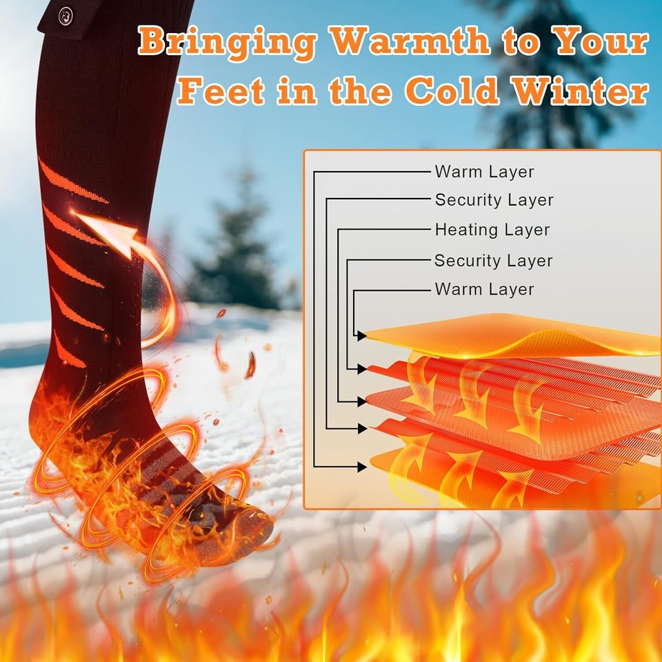 5000mAh Electric Heated Socks Rechargeable Battery Foot Winter Warm ...