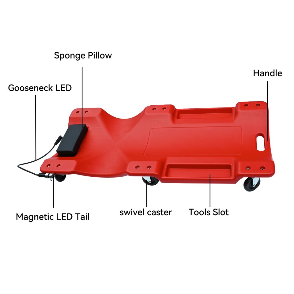 40" Low Profile Mechanic Creeper LED Light Auto Repair Automotive ...