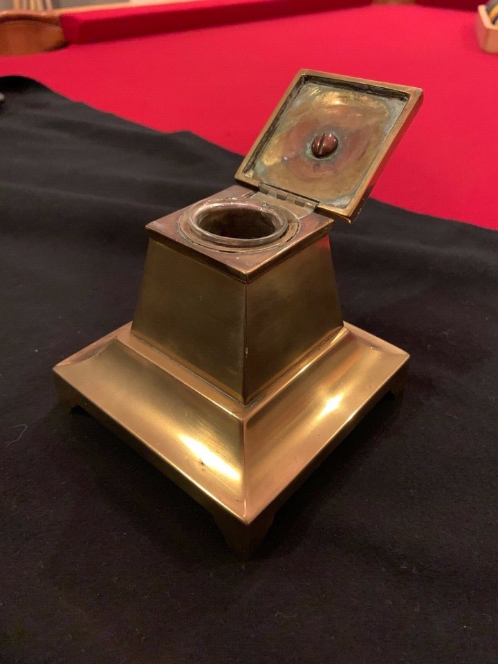 Vintage Brass Inkwell With Glass Ink Insert | eBay