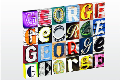 Personalized Photo Canvas featuring the name GEORGE in photos of sign ...